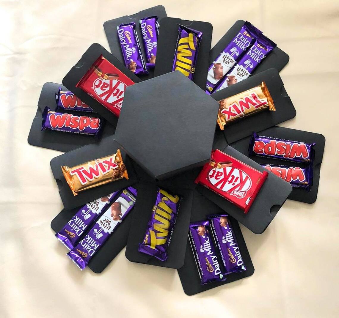 Chocolate Box Explosion Cadburys Mix Silver Bow Sweet Gift | Etsy