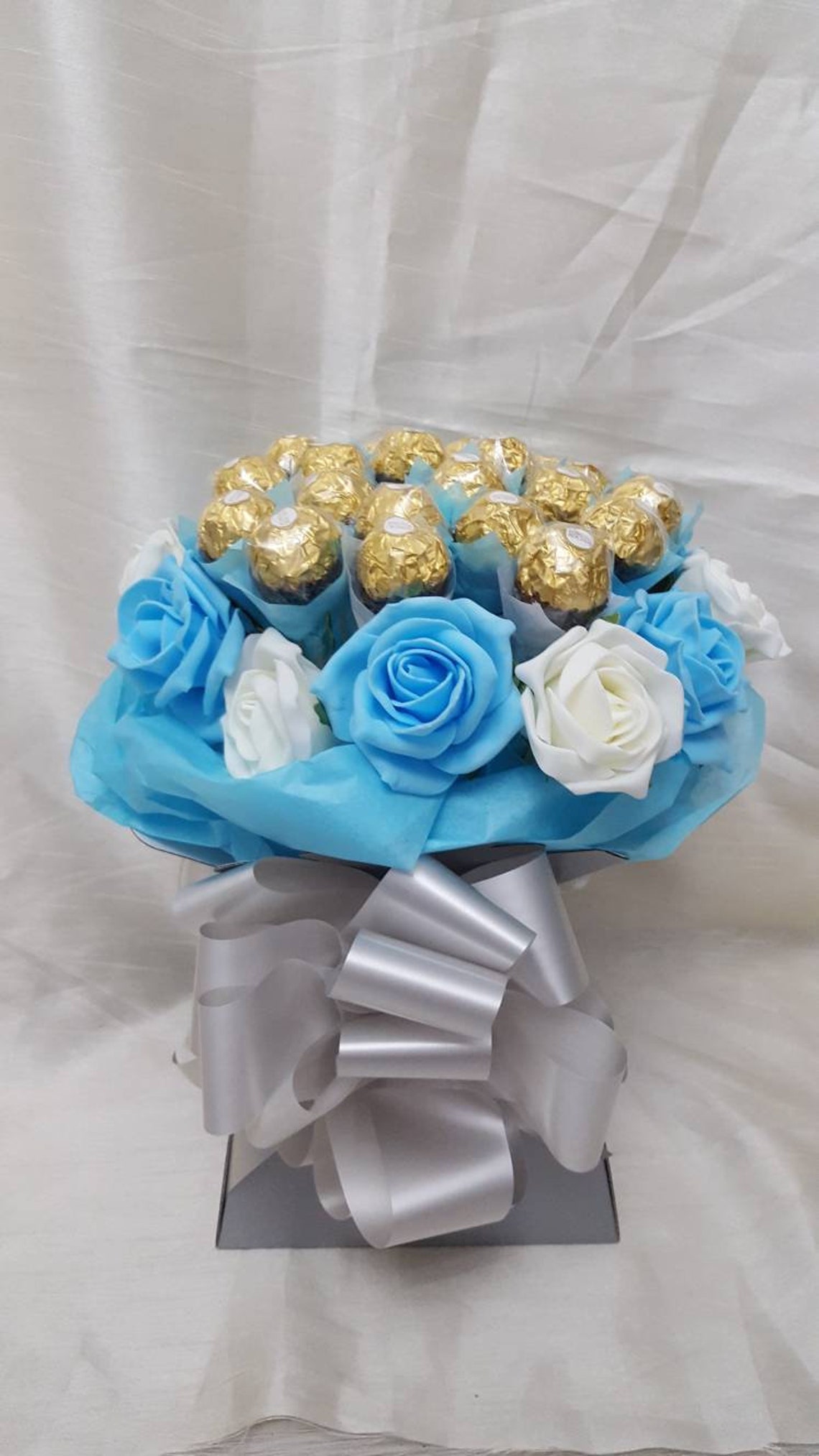 Luxury Blue & Silver Ferrero Rocher Chocolate Bouquet Sweet - Etsy