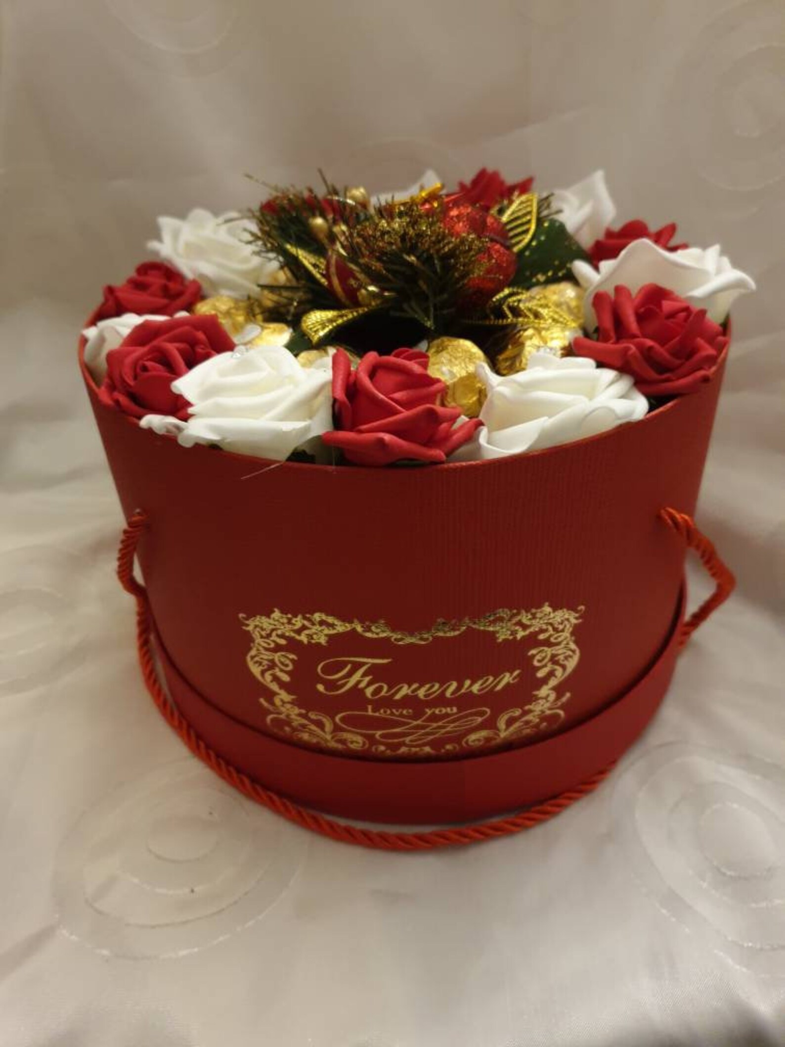 Luxury Medium Christmas Red Hat Box Ferrero Chocolates Bouquet - Etsy