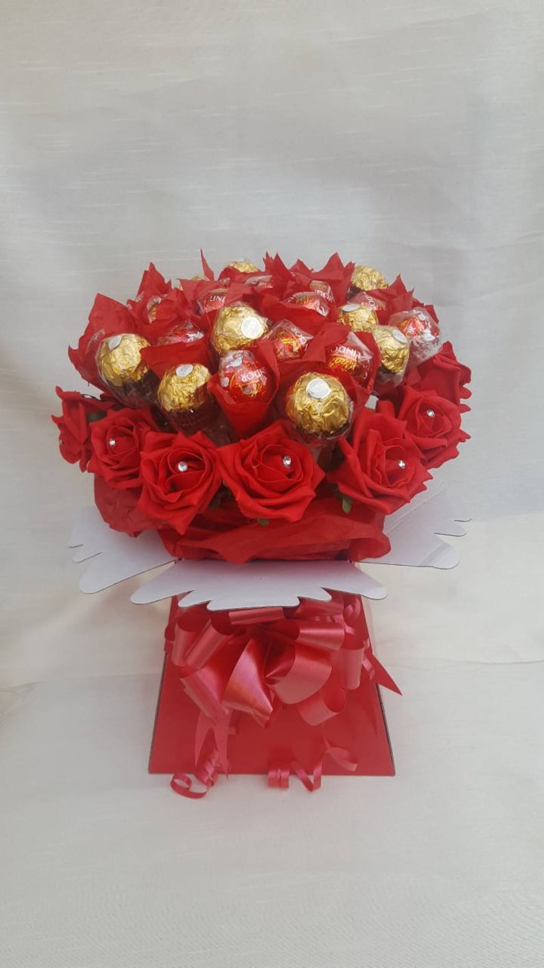 Lindt Lindor & Ferrero Rocher Red Chocolate Bouquet - Any Ocassion ...