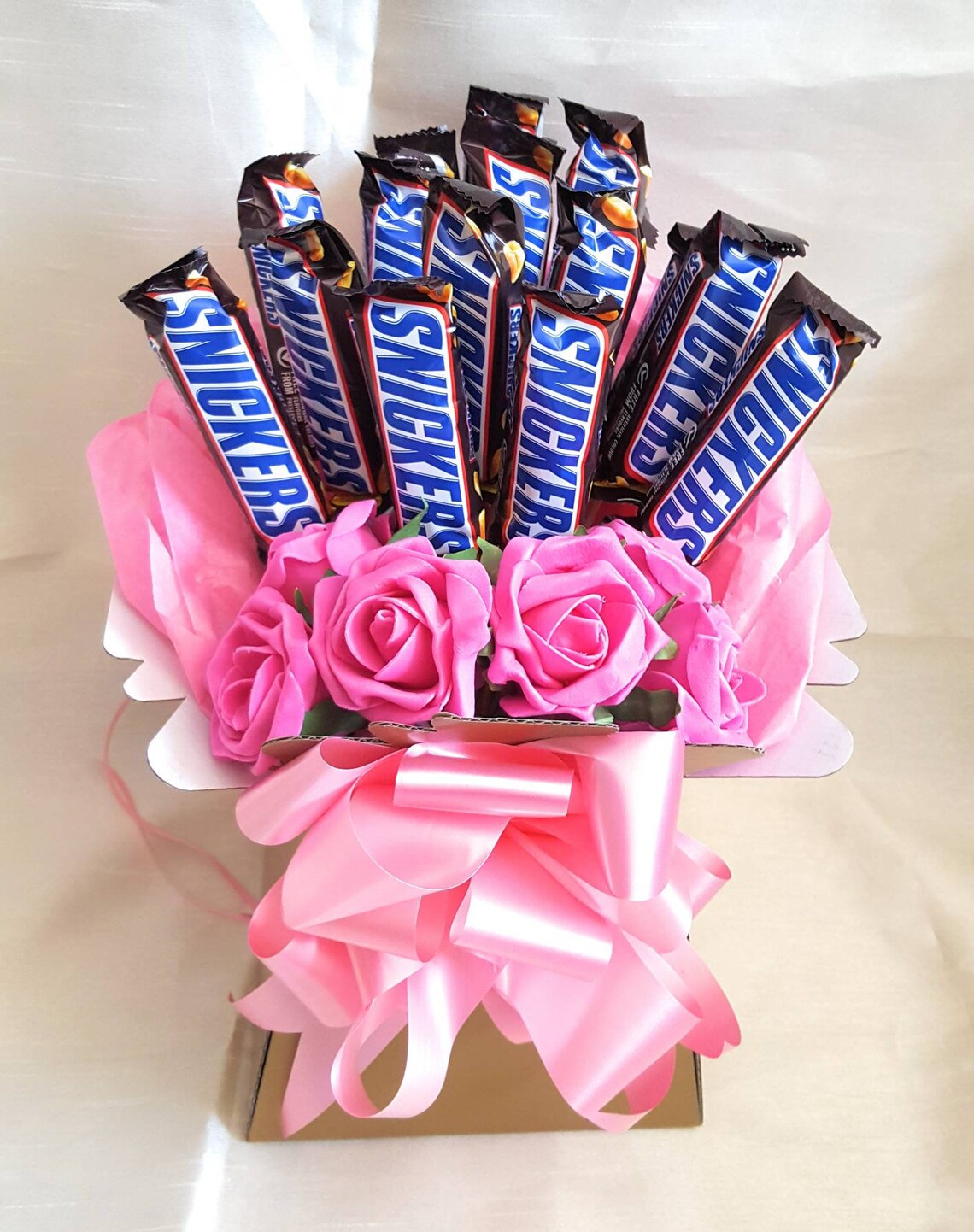 Chocolates Bouquet Snickers Bars Pink - Sweet Gift Hamper - Etsy