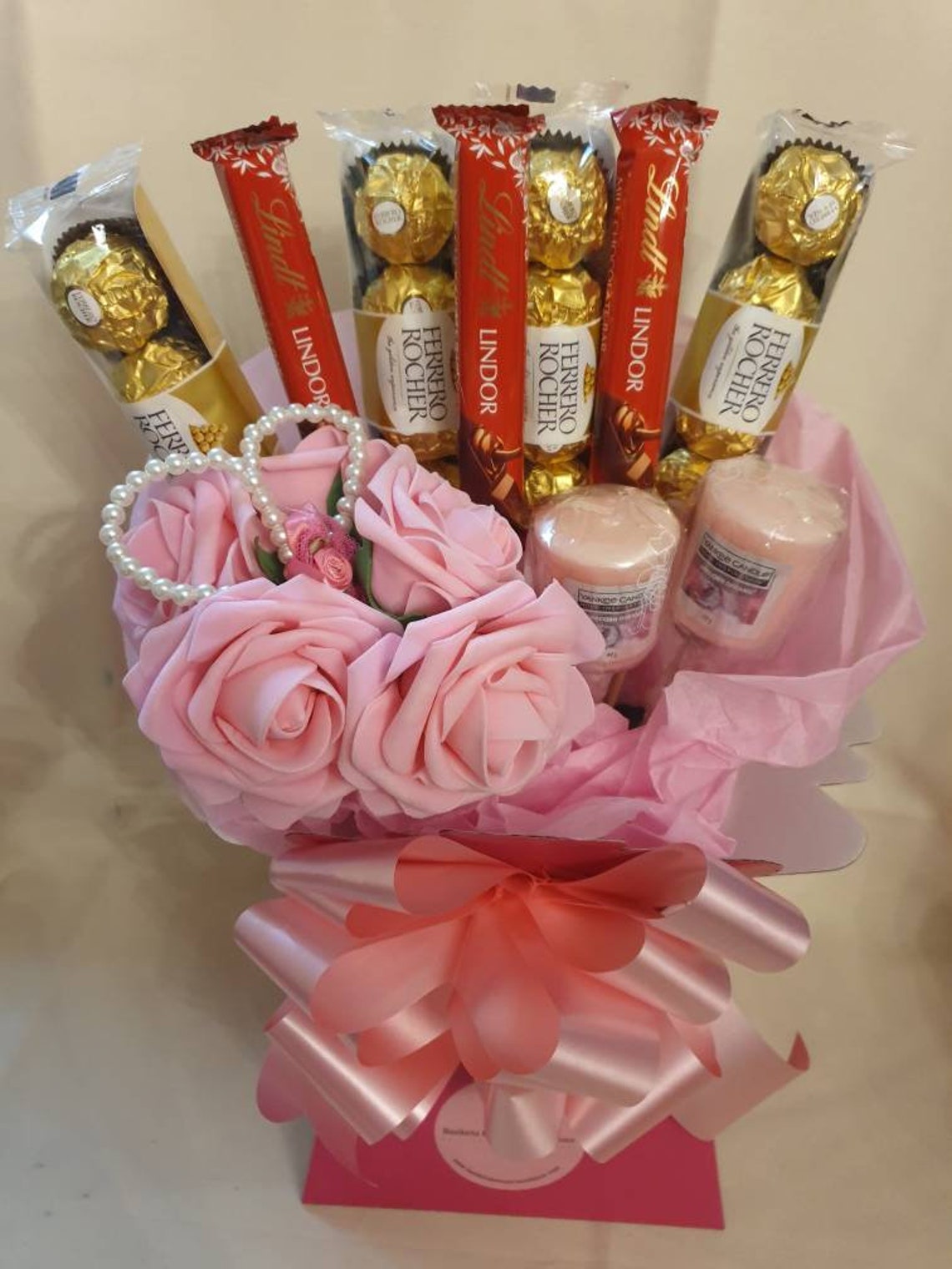 Luxury Pink Delight Ferrero & Lindt Chocolates and Yankee Candles ...