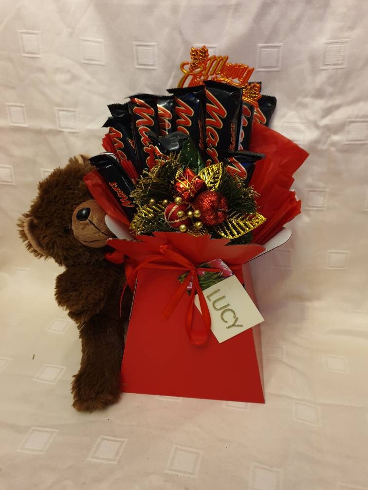 Luxury Christmas Mars Bear Clutching Personalised Chocolates - Etsy