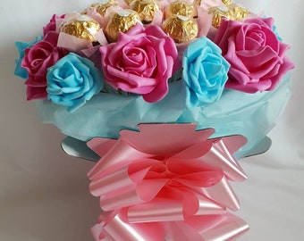 Ferrero Rocher Pink/silver Butterfly Pearls Chocolate Bouquet | Etsy