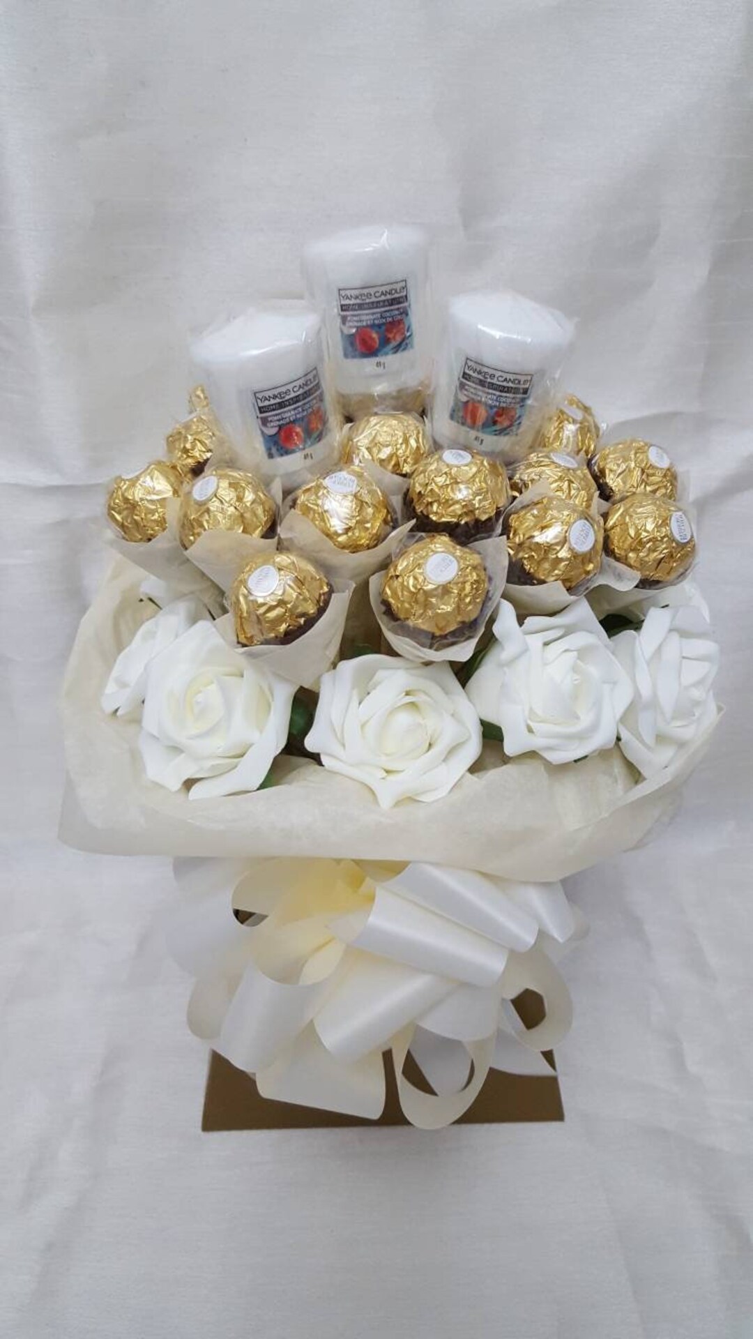 Luxury Gold Ferrero Rocher Chocolates & Yankee Candles Bouquet Sweet ...