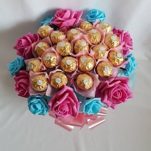 Ferrero Rocher Pink & Blue Chocolate Bouquet- Any Ocassion - Etsy