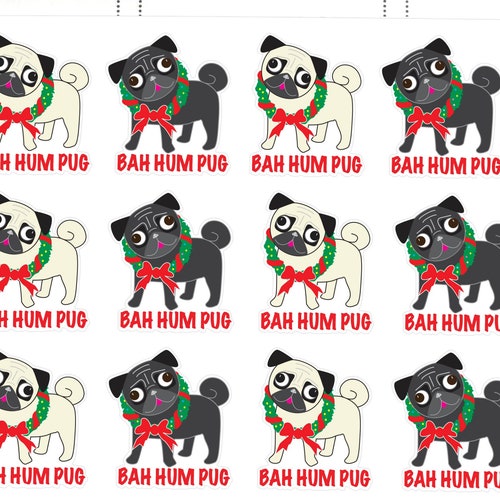 Christmas Pug Stickers. Great for Planners of All Sizes - Etsy