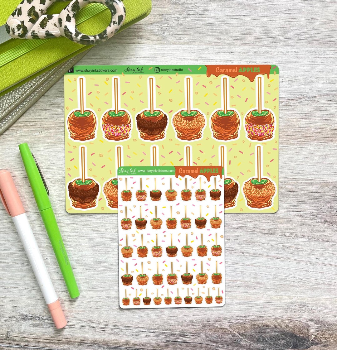 Caramel Apple Planner Stickers: Glossy or Matte - Etsy