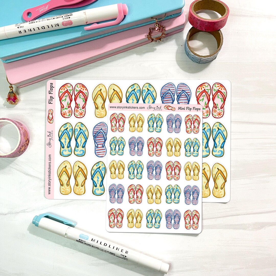 Flip Flop Stickers. Perfect Size for Planners and Journals of Various ...