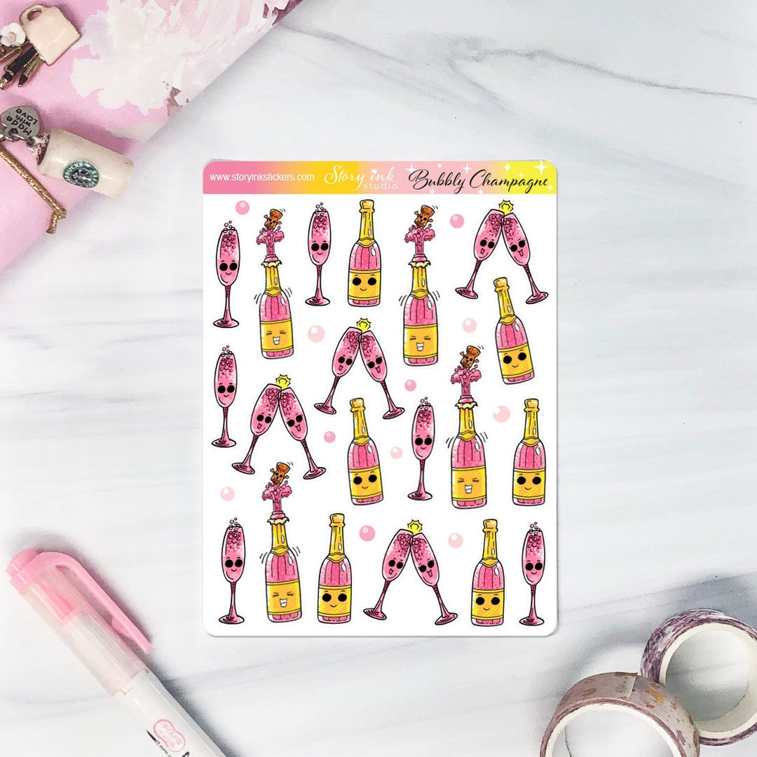 Bubbly Champagne Planner Stickers: Celebration Stickers - Etsy