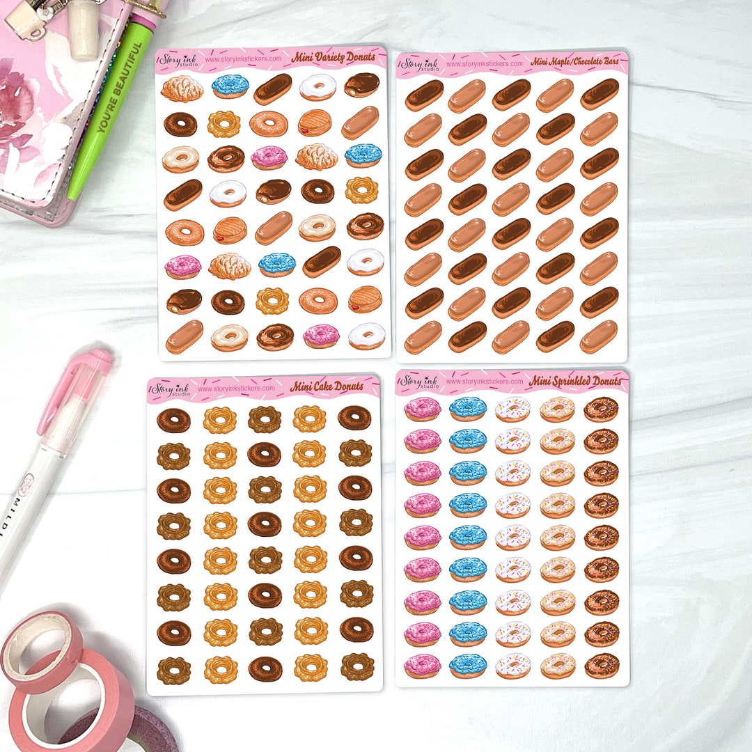 Mini Donuts Planner Stickers: Variety, Sprinkled, Maple, Cake - Etsy