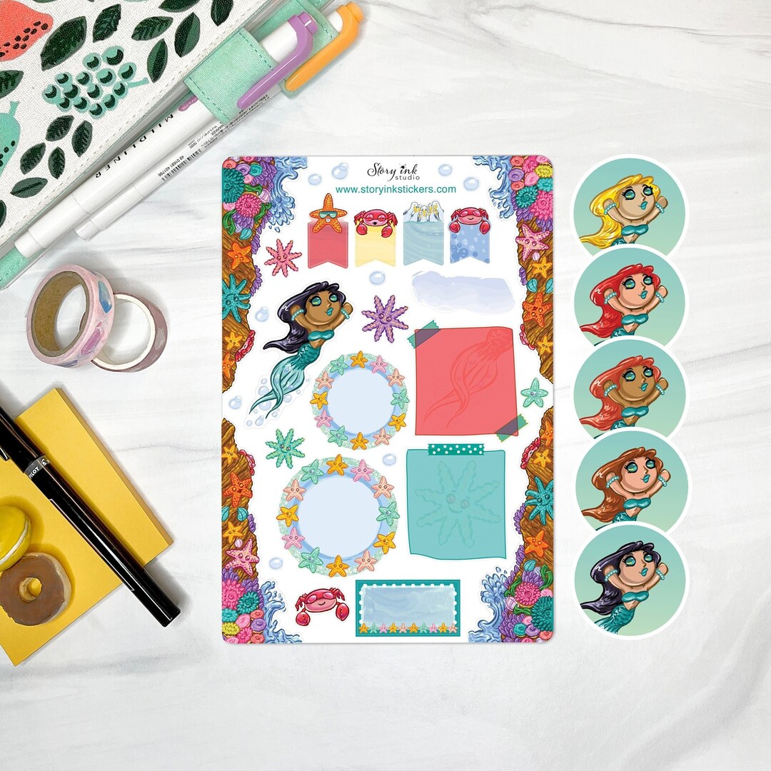 Mermaid Corner Border Stickers. Great for Any Size Planner. - Etsy