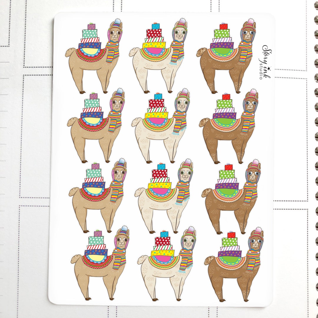 Festive Llamas Stickers. Great for Planners/journals of Various Sizes ...