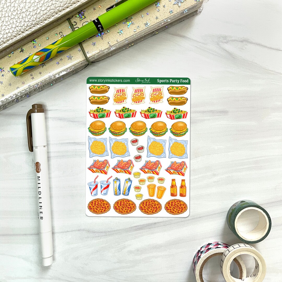 Mini Sports Party Food Stickers: Planner Stickers - Etsy