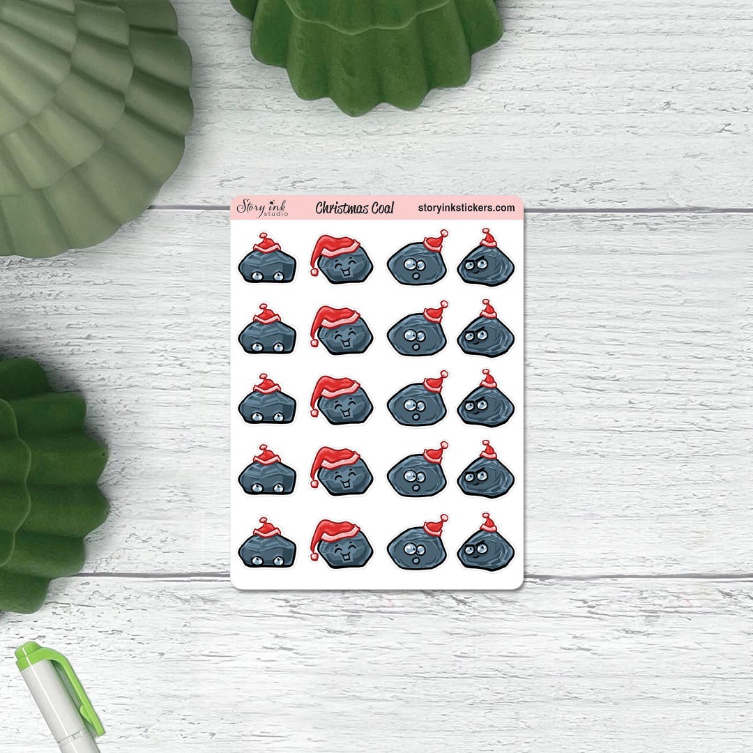 Christmas Coal Stickers: Holiday Sticker Planning (20 Mini Stickers) - Etsy