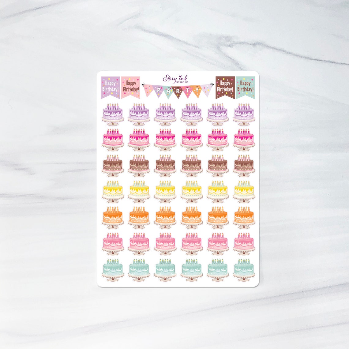 Mini Birthday Cake Stickers / Great for Erin Condren - Etsy