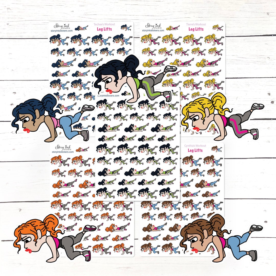 Leg Lift Workout Stickers: Fitness Planner Stickers - Etsy