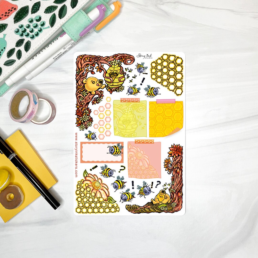 Honey Bear Corner Border Stickers. Great for Any Size Planner. - Etsy