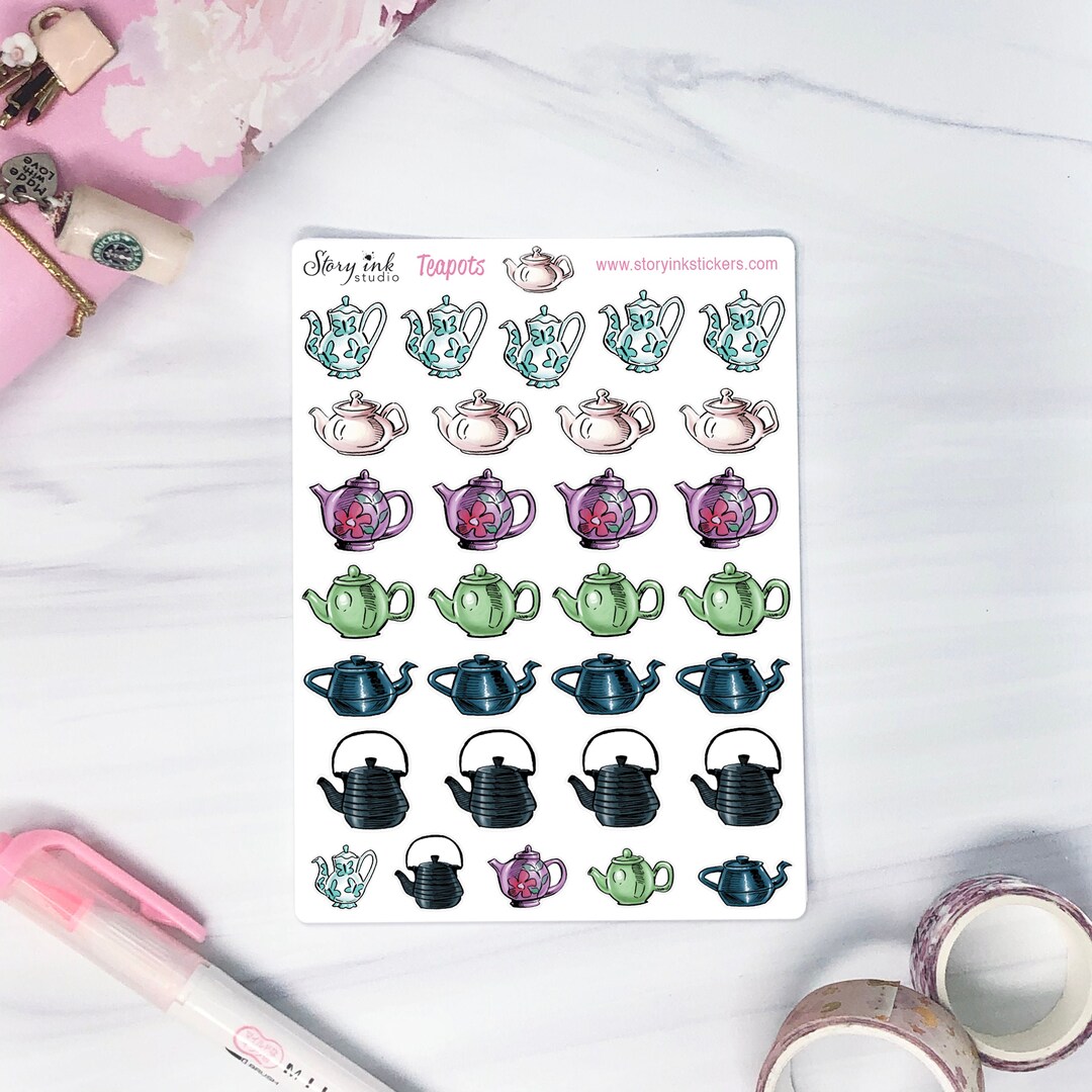 Mini Teapot Planner Stickers. Great for Planners of Various Sizes. - Etsy