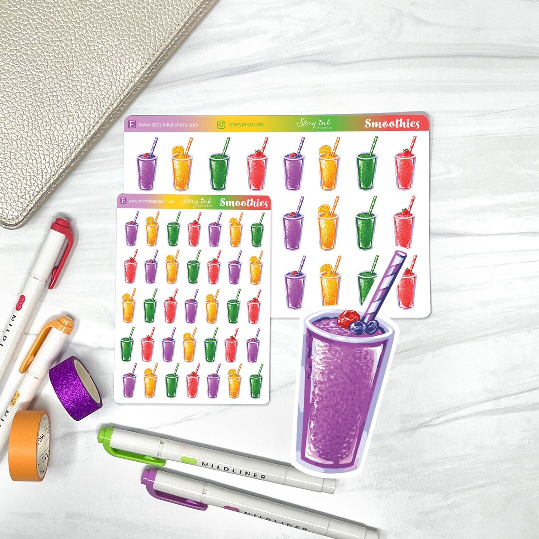 Smoothie Planner Stickers: Colorful Journaling Stickers - Etsy