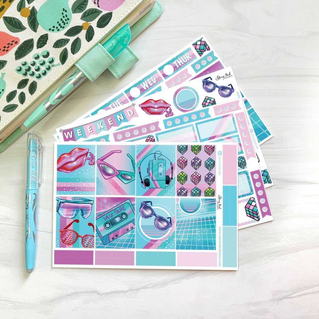 Mini Synthwave 80's Retro Planner Weekly Sticker Set. Perfect for 7 X 9 ...