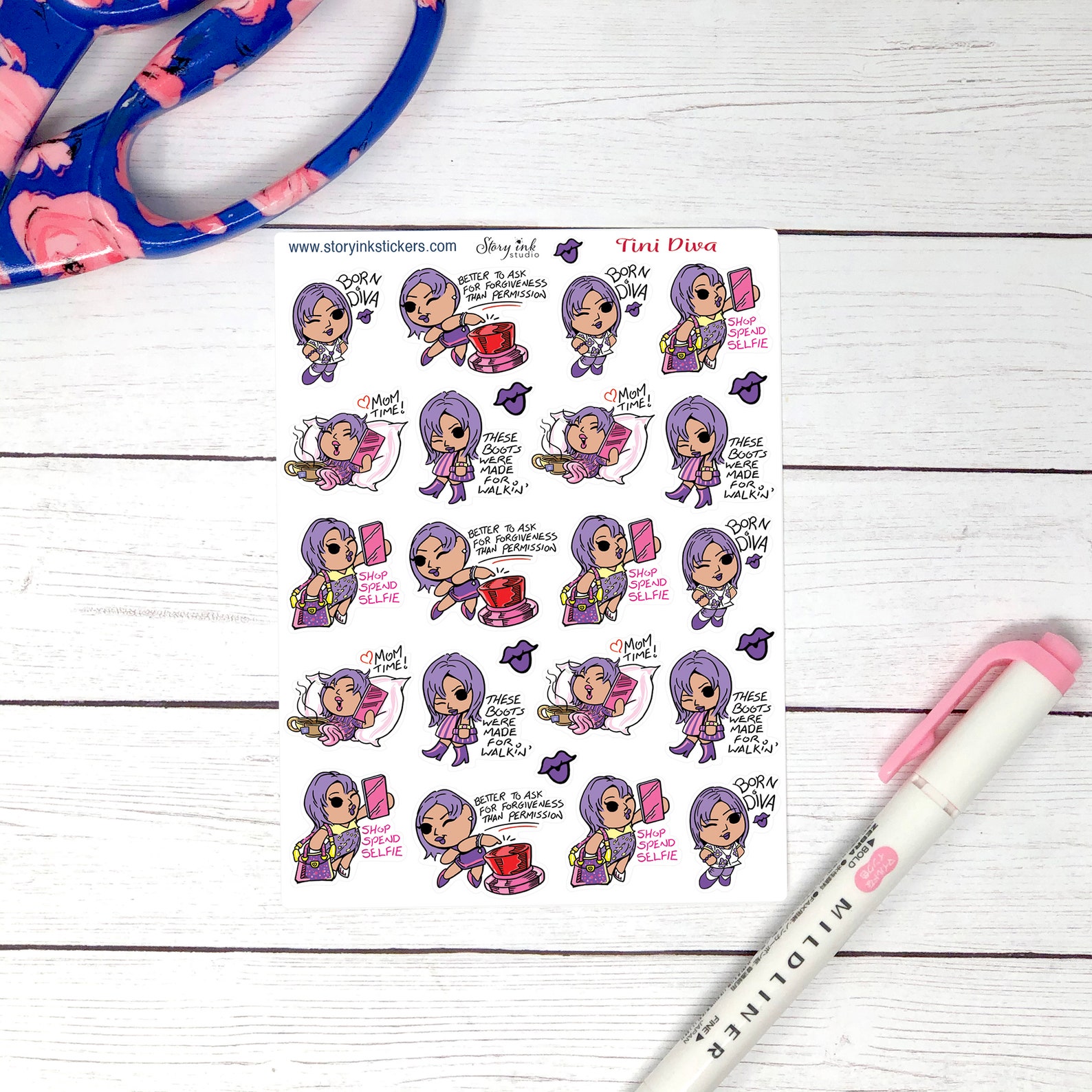 Tini Diva Girl Planner Sticker. Great for Various Planner - Etsy