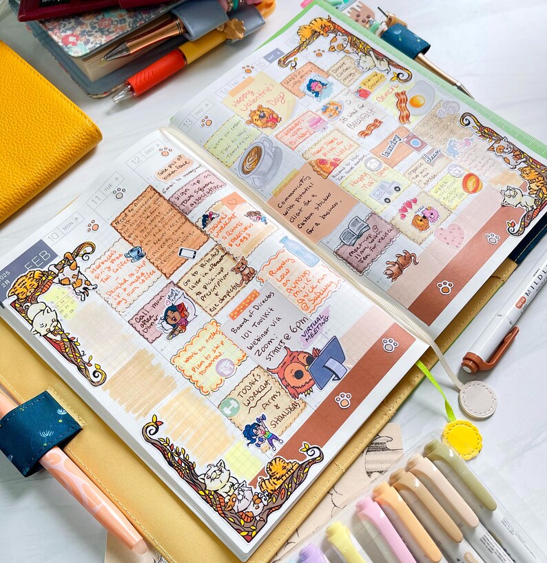 Cat Corner Border Stickers, Planner Stickers - Etsy