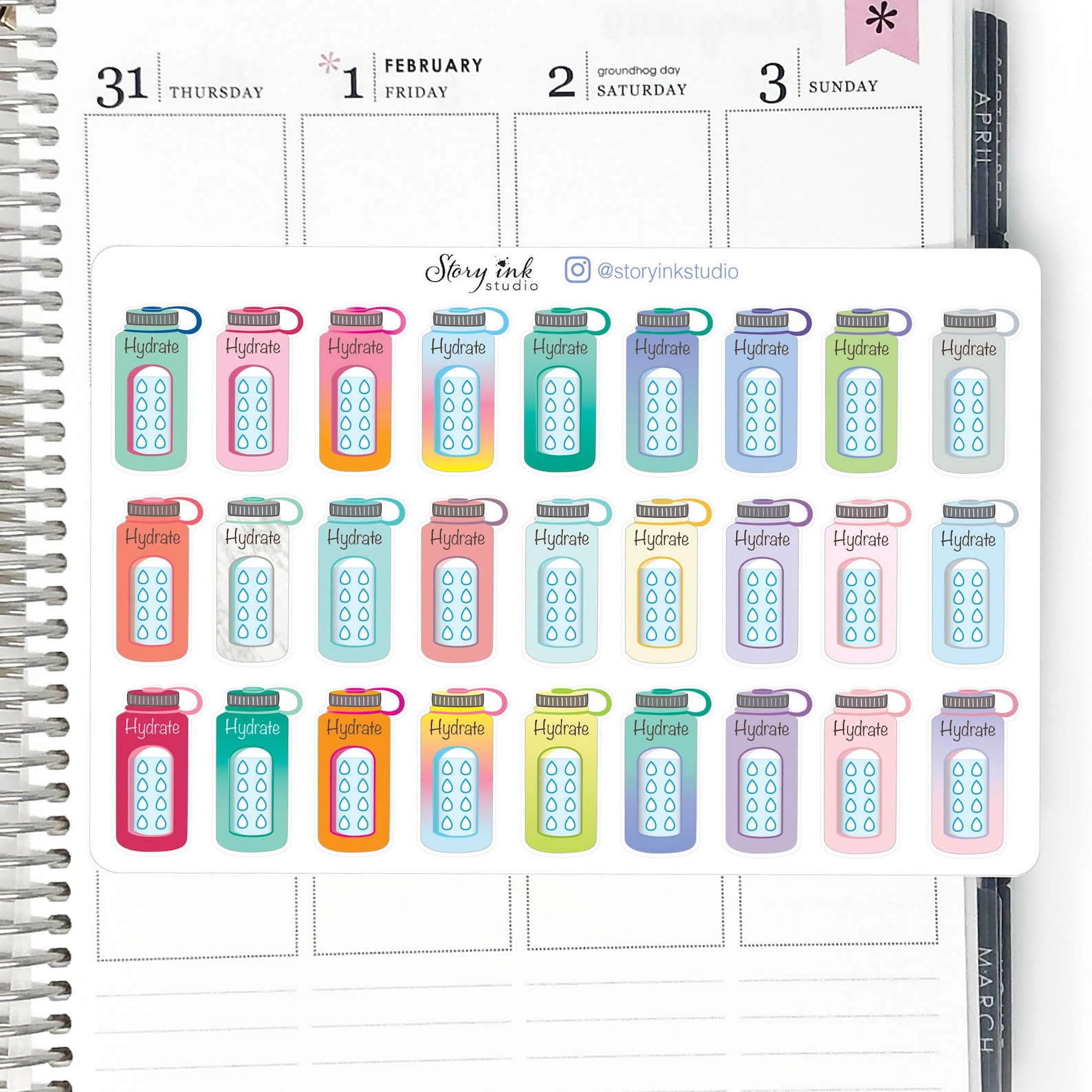 Daily Hydrate Water Bottle Tracker Stickers for Planners. - Etsy