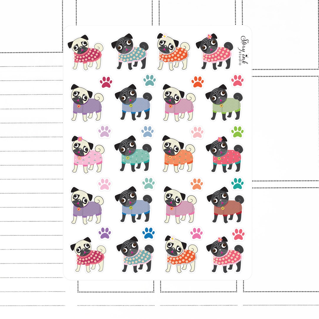 Sweater Pugs Mini Stickers. Perfect for Planners of Various Sizes. - Etsy