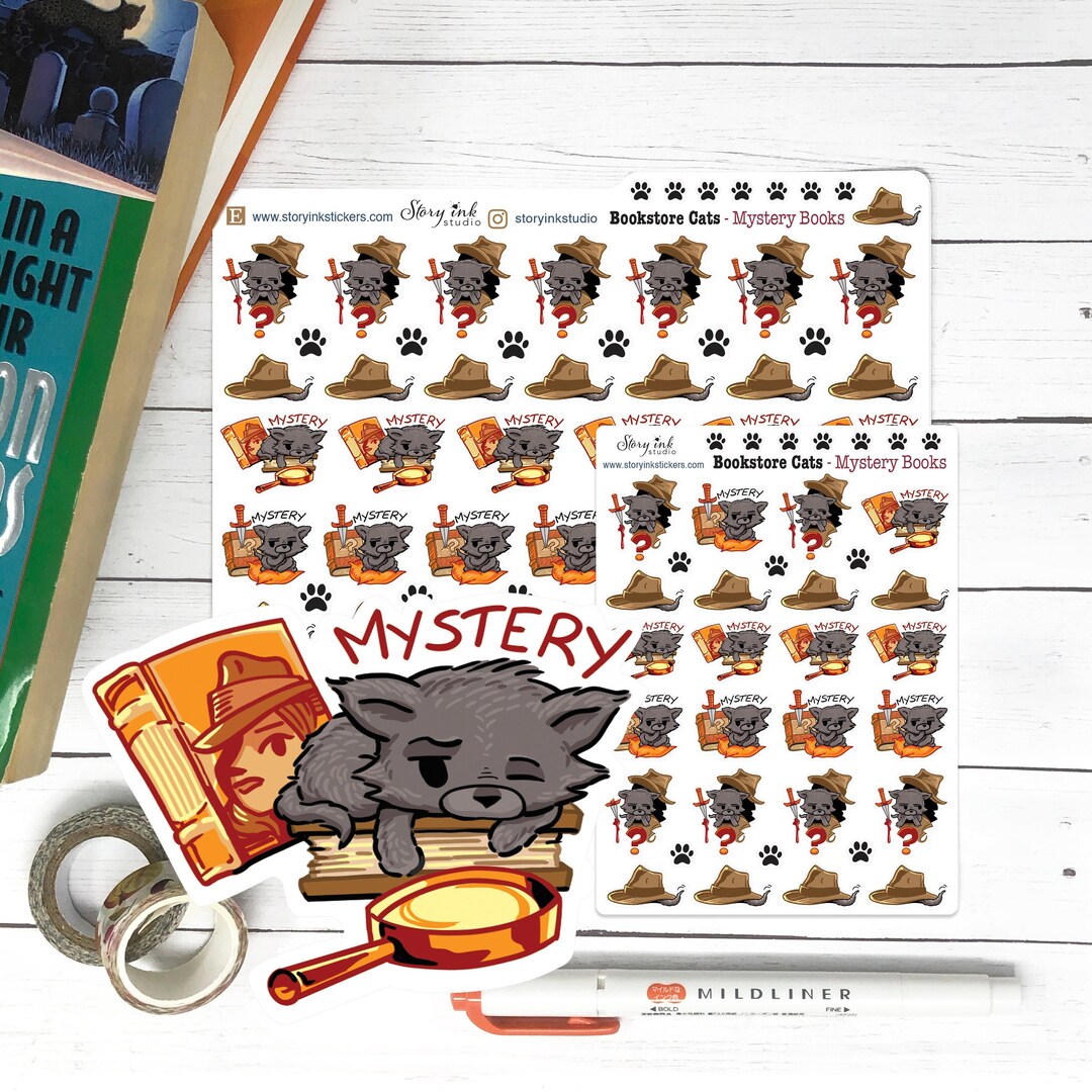 Bookstore Cats Mystery Book Planner Stickers - Etsy