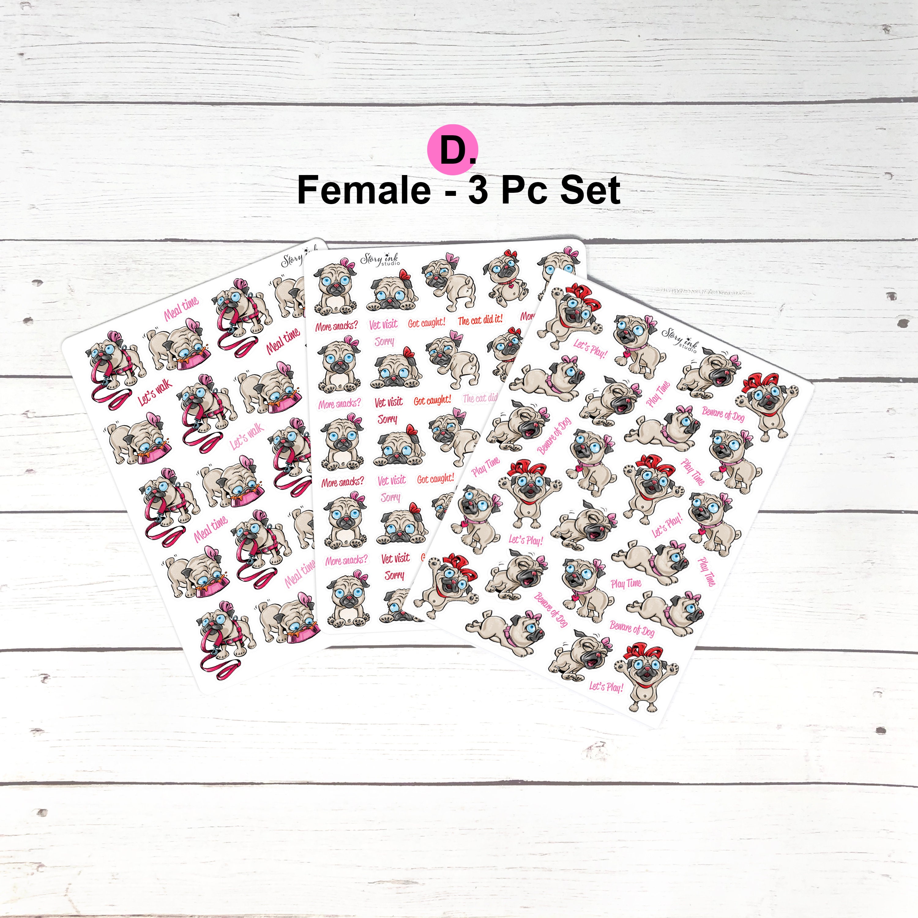 Sassy Cute Mini Pug Stickers. Great for Various Planner | Etsy