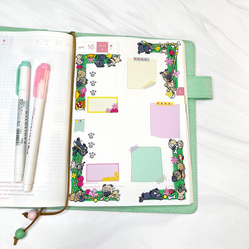 Pug Corner Border Stickers. Great for Any Size Planner. - Etsy