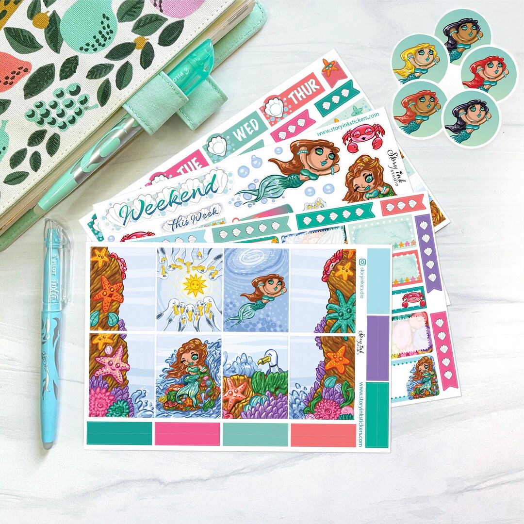 Mermaids Mini Planner Weekly Sticker Set. Perfect for 7" X 9" Planner ...