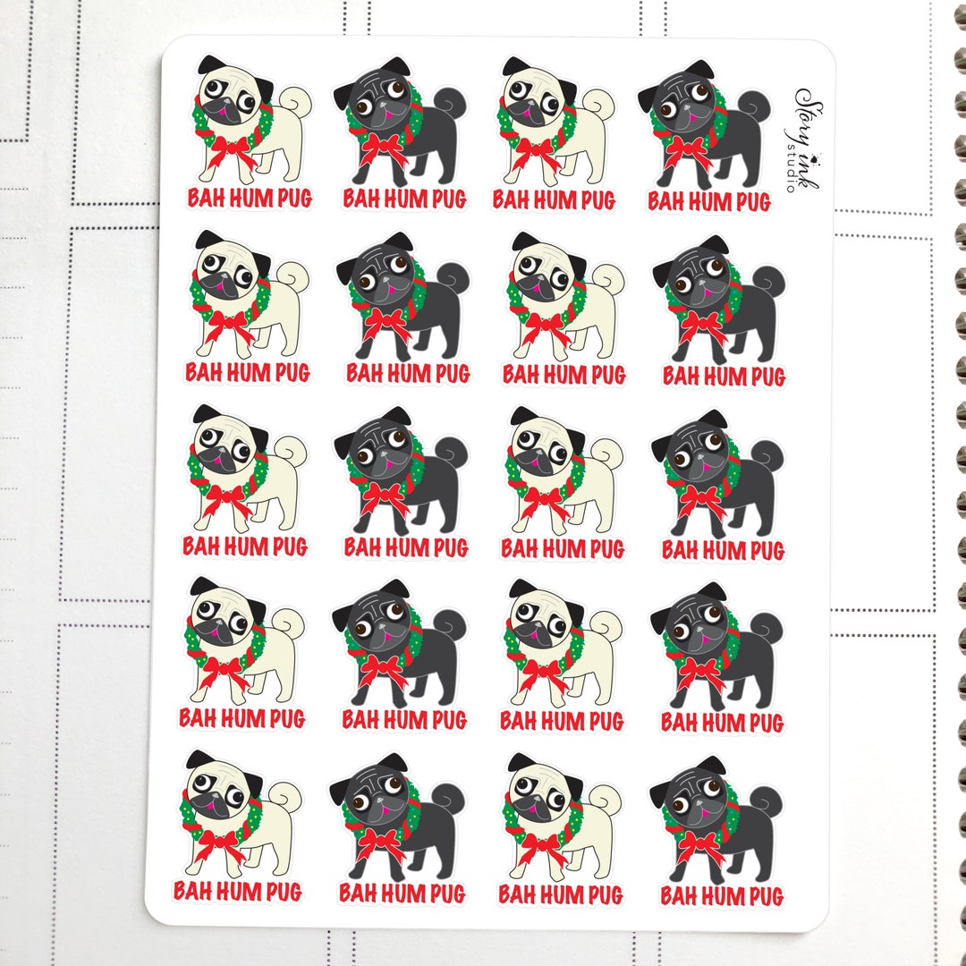 Christmas Pug Stickers. Great for Planners of All Sizes! - Etsy