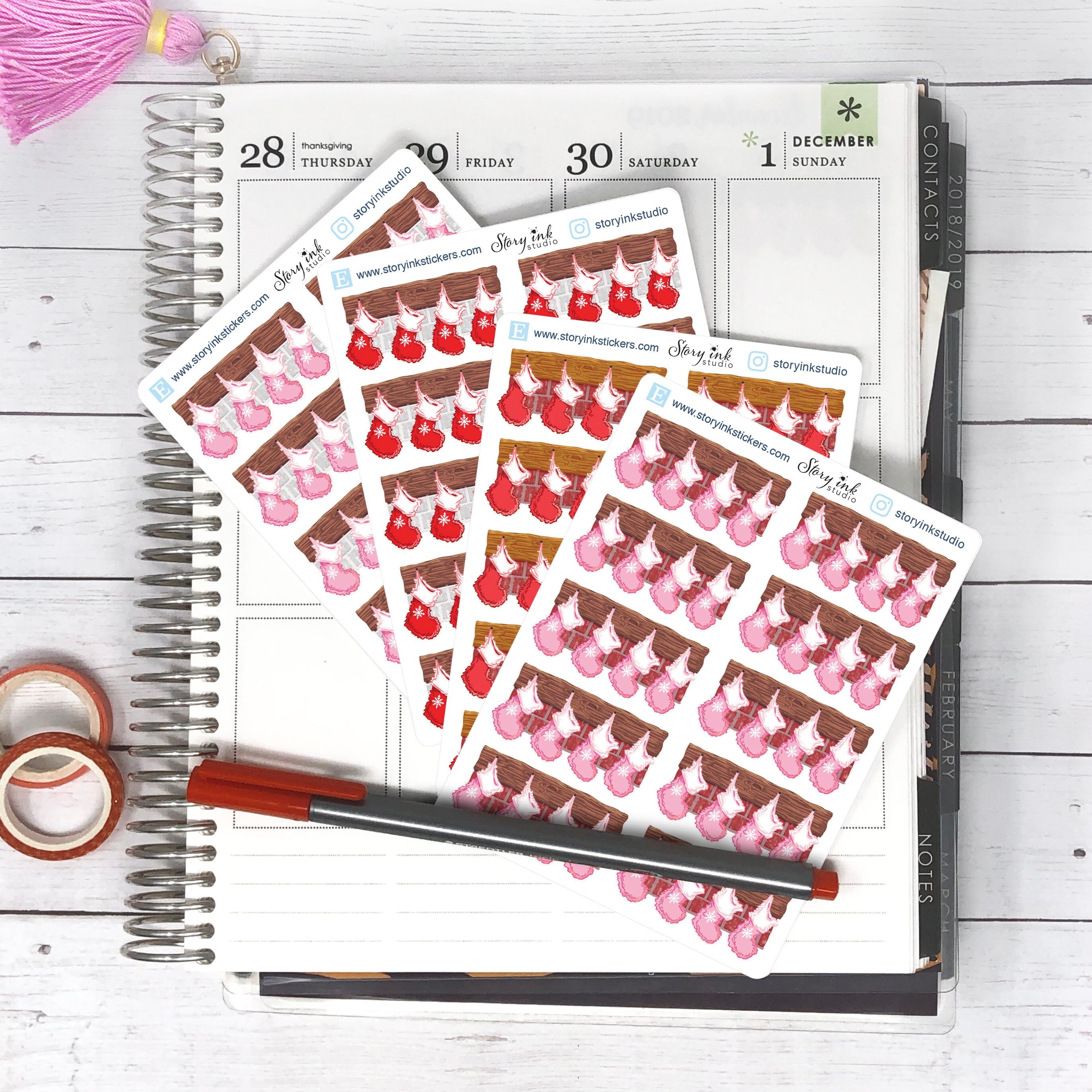 Christmas Stockings Header Planner Stickers. Great for 7 - Etsy