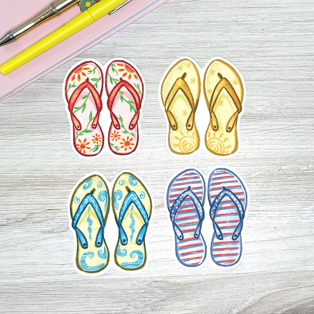 3" Flip Flop Sandals Die Cut Vinyl Matte Stickers. - Etsy