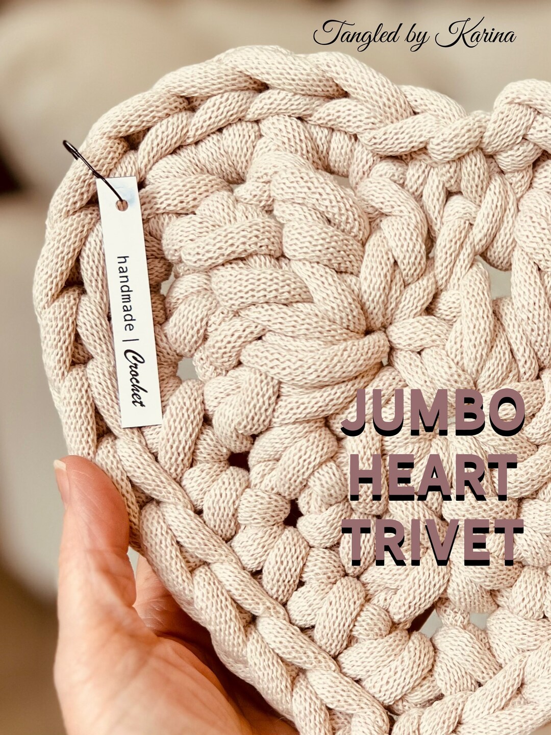 Jumbo Heart Trivet Jumbo Crochet Trivet Crochet Hot Pad Crochet Heart ...