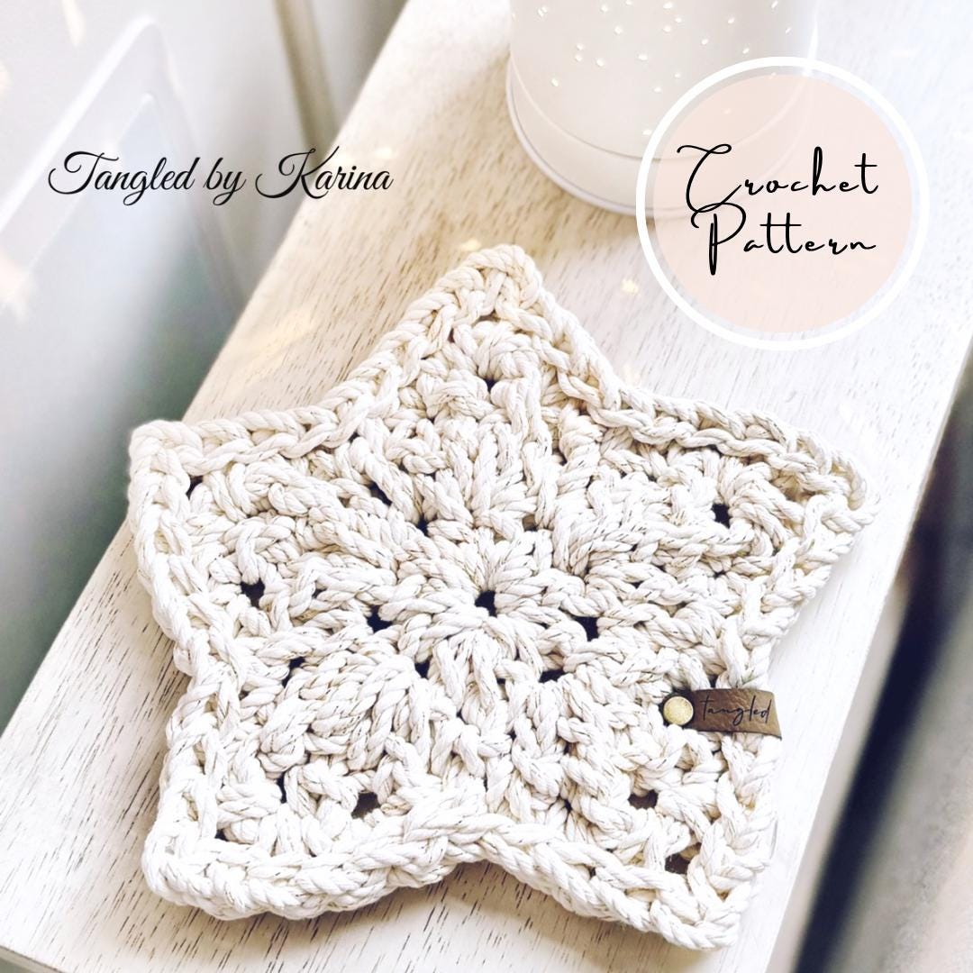 Farmhouse Star Trivet Crochet Pattern – Rustic Coaster (PDF Download ...