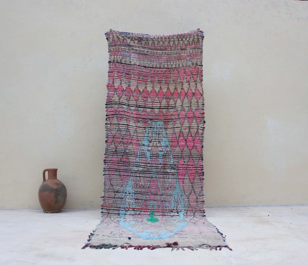 Vintage Berber Läufer Marokkanischer Teppich Boujaad Alter Läufer ...