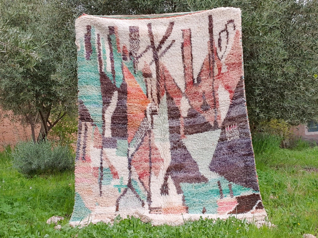 Handmade Brown Wool Rug Rustic Natural Fiber Area Rug, Boho Farmhouse ...