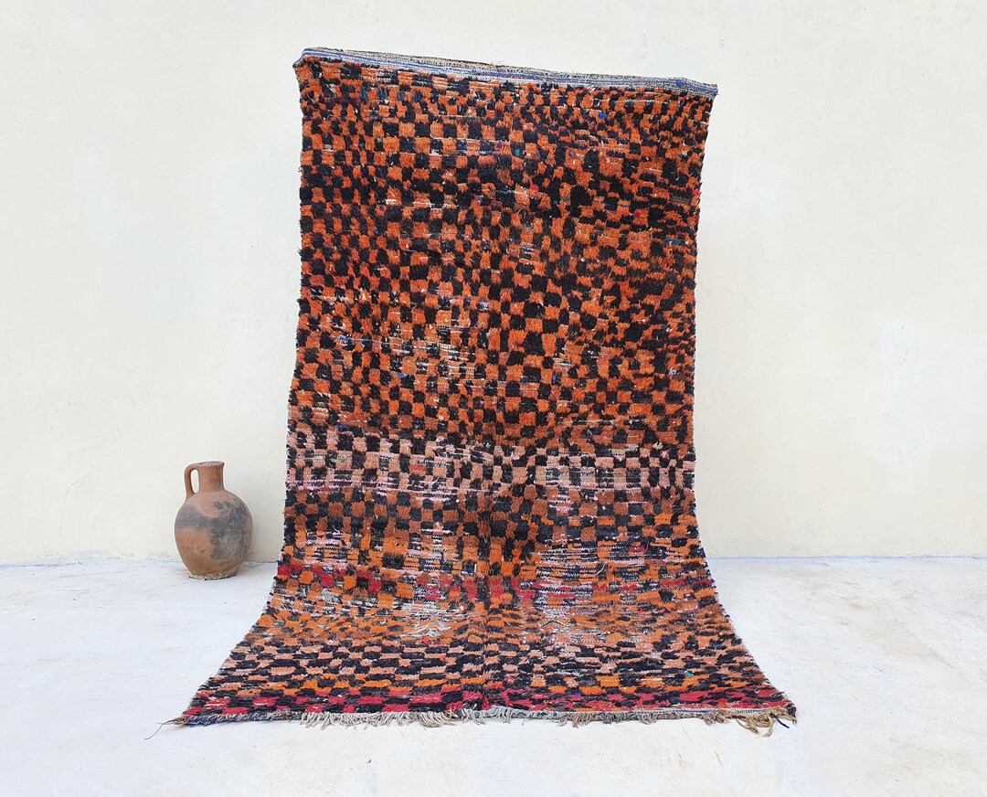 Checkered Rug, Moroccan Checker Rug, Checker Moroccan Wool Rug, 5x9 ...