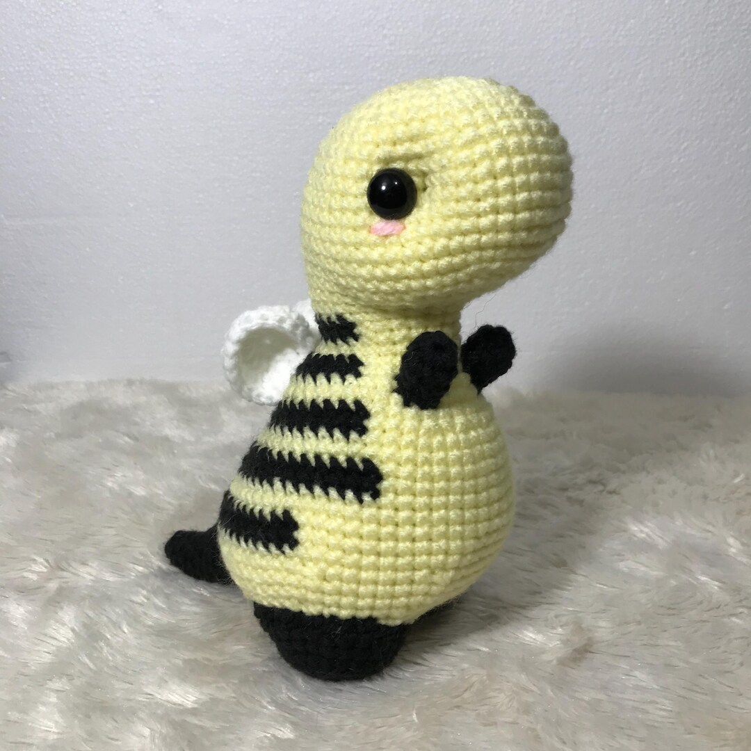 Crochet Bumblebee Dinosaur Plush - Rex Dino - 8" Tall - Etsy