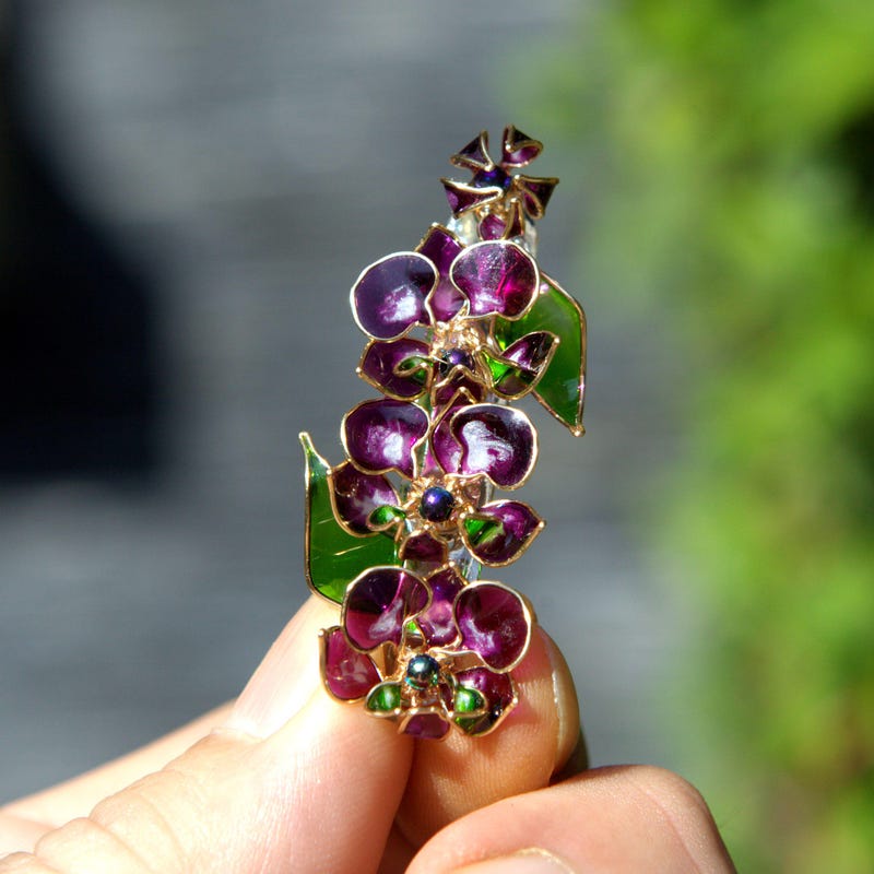 Orchid Brooch Vintage - Etsy UK