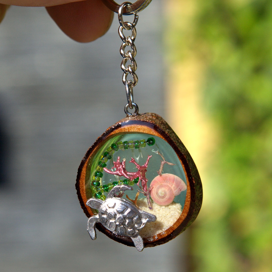 Resin Keychain Sea Turtle Gifts - Nautical Beach Decor Car Accessories ...