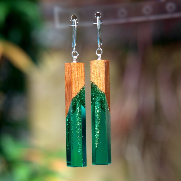 Wood Resin Earrings - Etsy
