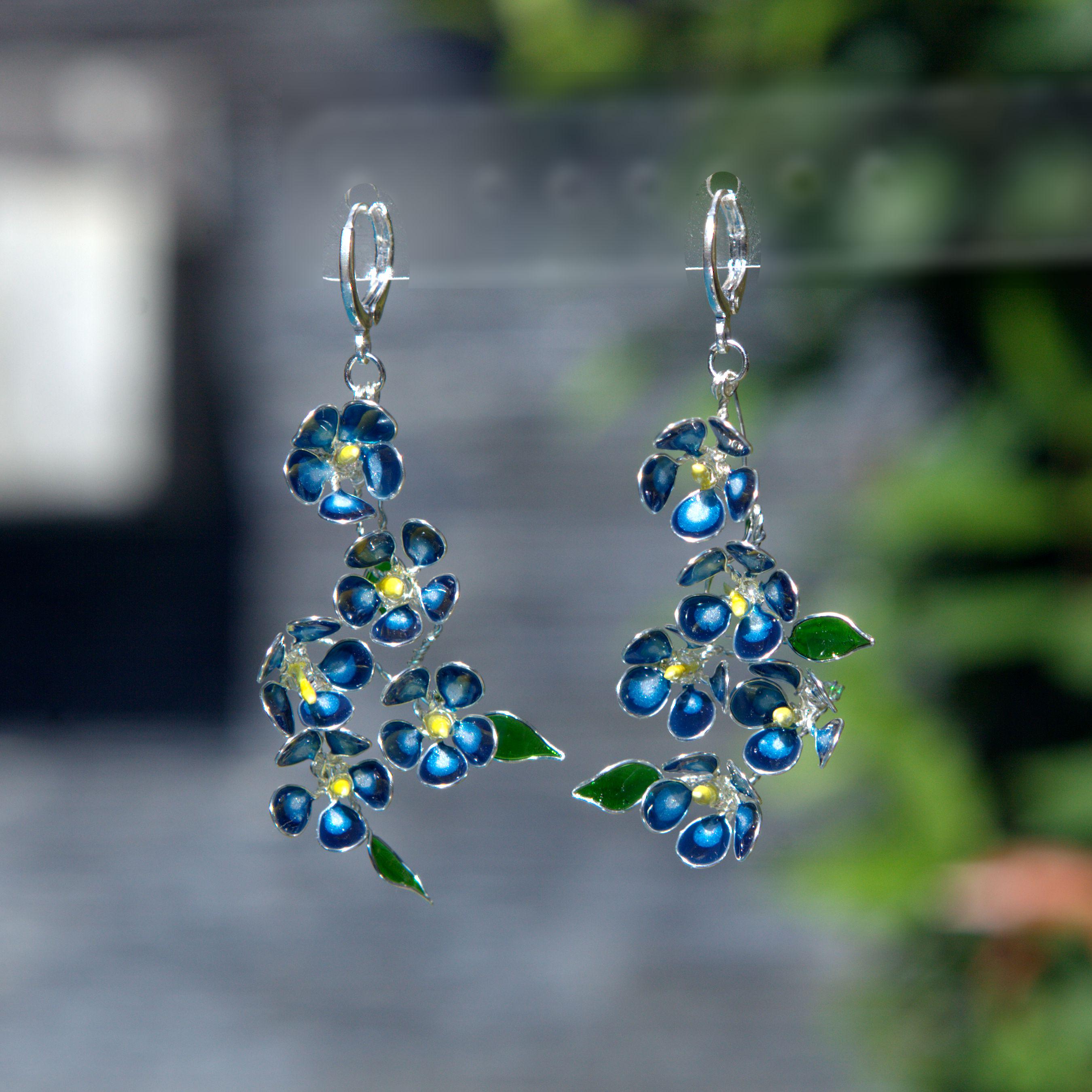 Forget Me Not Flower Earrings: Wire & Resin Floral Jewelry - Etsy