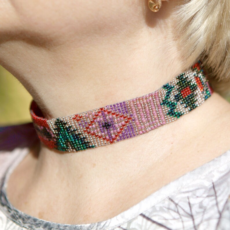 Native American Beaded Choker Necklace T For Women Etsy