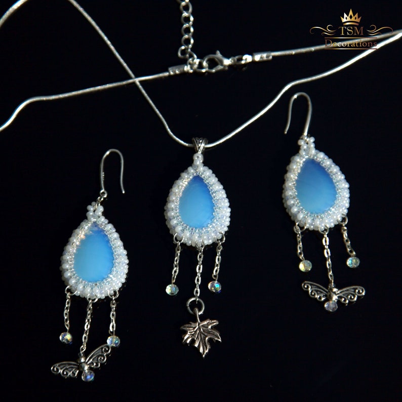 Moonstone Jewelry Set Beaded Moonstone Statement Necklace - Etsy