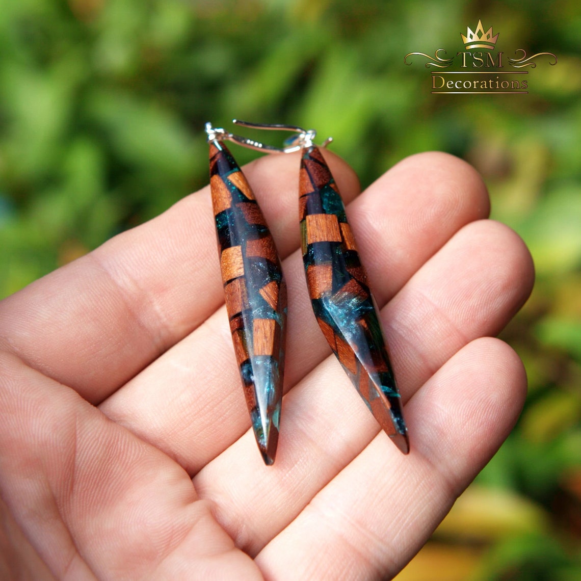 Wood Resin Earrings Wood Epoxy Earrings Dangle Resin Art Epoxy | Etsy