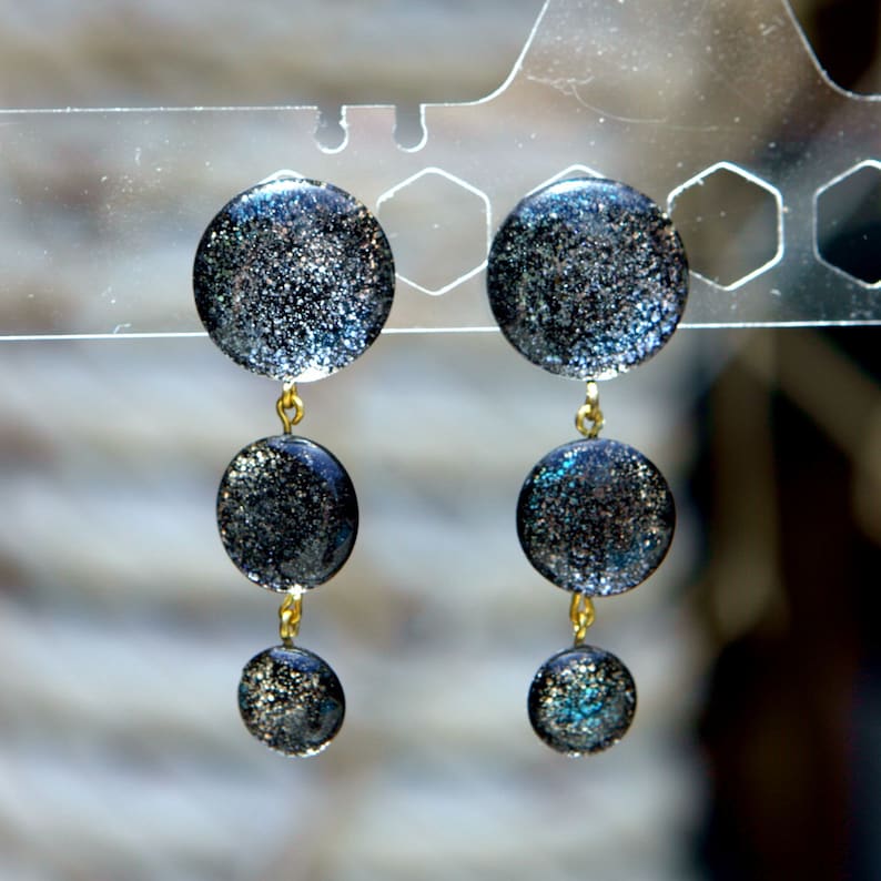Epoxy Flash Earrings Handmade Epoxy Jewelry. Black Resin Space - Etsy